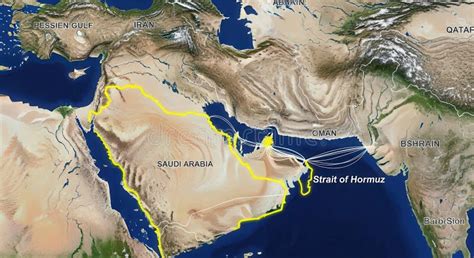 Strategic Map Of Strait Of Hormuz Shipping Routes And Oil Tanker
