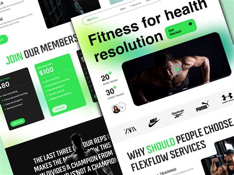 gym and fitness landing page ui design behance