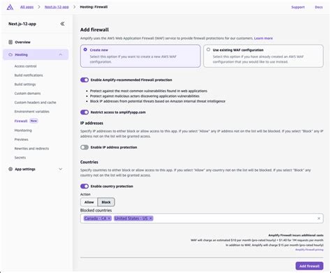 Enabling Aws Waf For An Amplify Application In The Aws Management