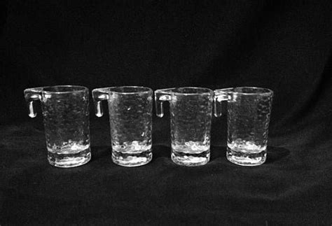 Rare And Unique Set Of 4 Bumpy Libbey Handled Shot Glasses Retro