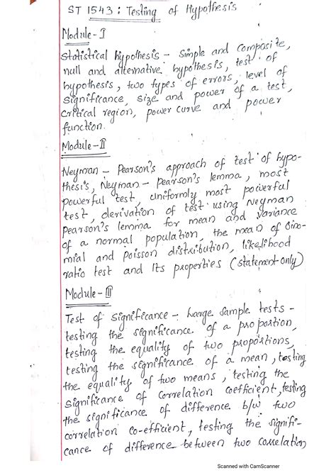 Module Testing OF Hypothesis Applied Statistics Studocu