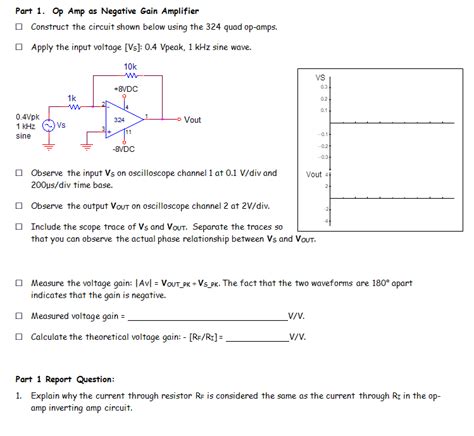 Solved Part Op As Negative Gain Amplifier Construct Chegg