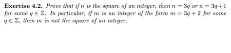 Solved Exercise Prove That If N Is The Square Of An Chegg
