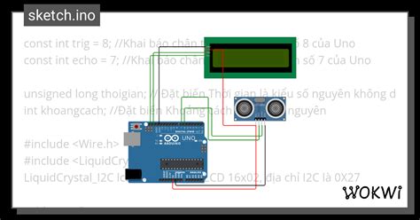 Sử Dụng Cảm Biến Siêu âm Và Lcd Wokwi Esp32 Stm32 Arduino Simulator