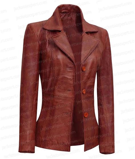 Full Button Rhea Ripley Brown Leather Jacket Jackets Expert
