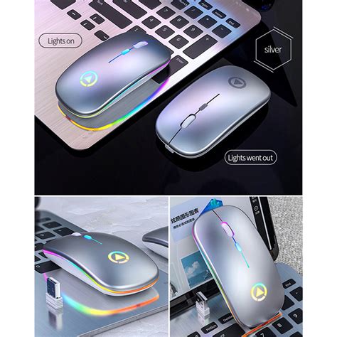 Yindiao A2 2 4g Wireless Mouse Rechargeable Silent 1600dpi Rgb Backlit Optical Ergonomic Mice