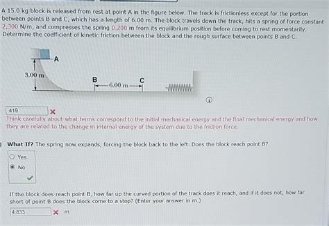 Solved A 150 Kg Block Is Released From Rest At Point A In