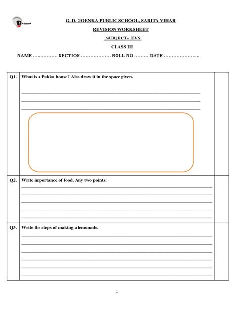 Evs Class 3 Revision Worksheet Pdf Vegetables