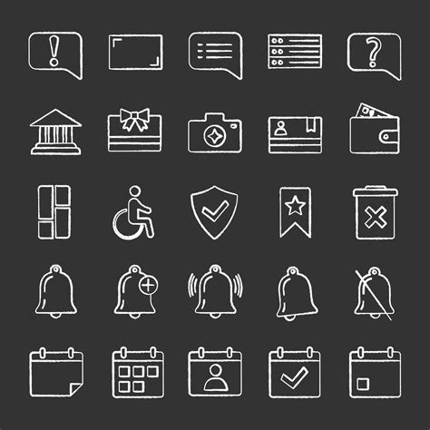 Ui Ux Chalk Icons Set System Elements Common Actions Symbols