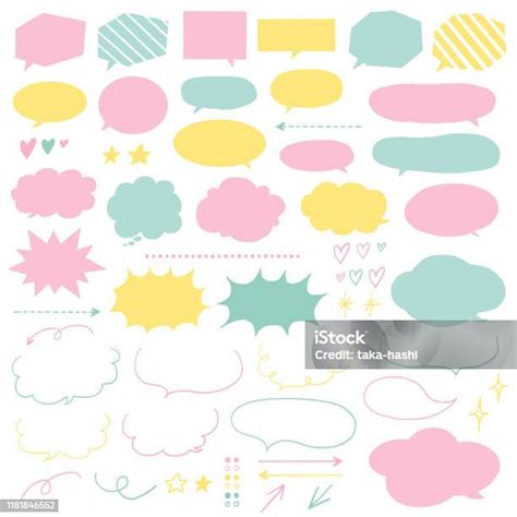 손으로 그린 연설 풍선 세트 파스텔 색상 대화 풍선 문자 기호에 대한 스톡 벡터 아트 및 기타 이미지 대화 풍선 문자 기호 말풍선 드로잉 Istock