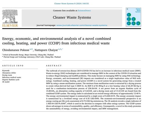 Pdf Energy Economic And Environmental Analysis Of A Novel Combined