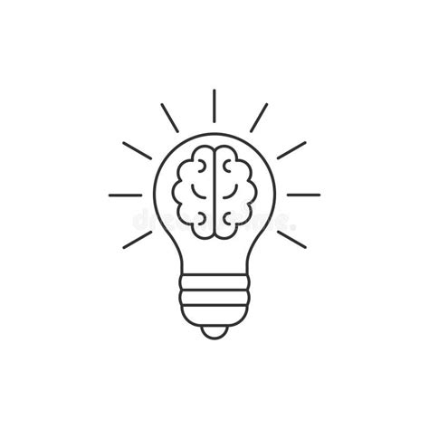 Light Bulb With A Brain Inside Line Icon Stock Vector Illustration Of