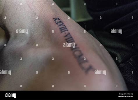 Roman Numeral Tattoo Shoulder Man