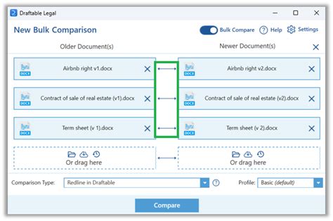 bulk compare how to load and run multiple comparisons at once draftable