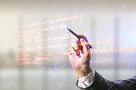 Premium Photo Multi Exposure Of Developer Hand With Pen Working With