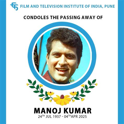 Film And Television Institute Of India Pune Ftii Remembers Manoj