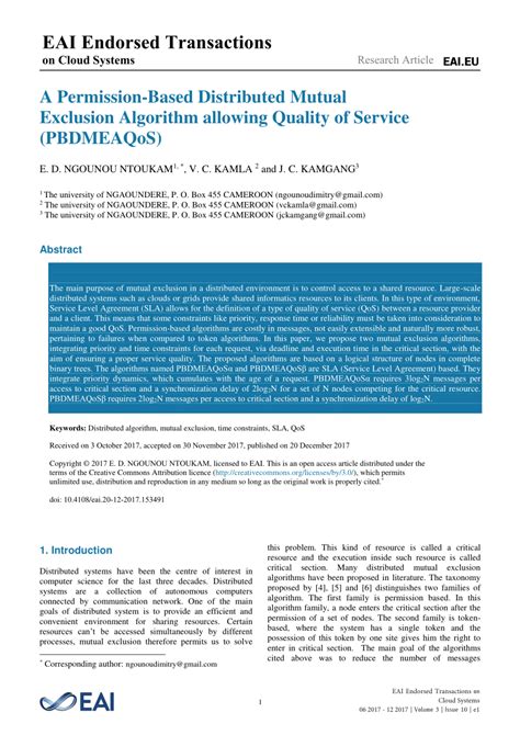 pdf a permission based distributed mutual exclusion algorithm
