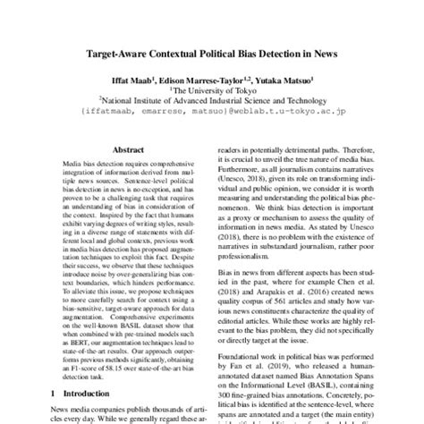 Target Aware Contextual Political Bias Detection In News Acl Anthology