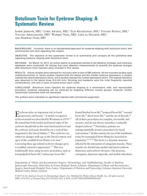 Botulinum Toxin For Eyebrow Download Free Pdf Botulinum Toxin Eyebrow