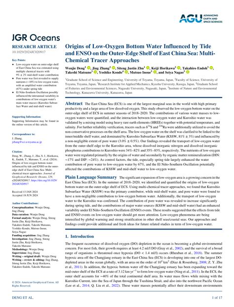 Origins Of Low‐oxygen Bottom Water Influenced By Tide And Enso On The Outer‐edge Shelf Of East