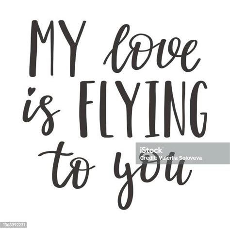 내 사랑이 당신에게 날아가는 필기 문구 손 글자 발렌타인 데이를 테마로 한 단어 흰색 배경에 격리 된 흑백 벡터 실루엣 격언에 대한 스톡 벡터 아트 및 기타 이미지 Istock
