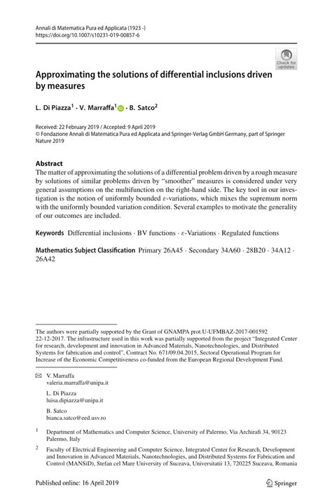Pdf Approximating The Solutions Of Differential Inclusions Driven By