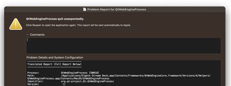 how do i fix a qtwebengineprocess crash on a stream deck