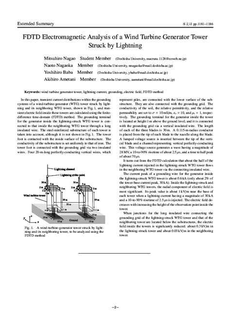 Pdf Fdtd Electromagnetic Analysis Of A Wind Turbine Generator Tower Struck By Lightning