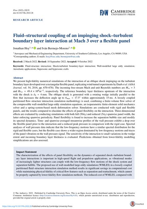 pdf fluid structural coupling of an impinging shock turbulent