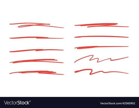 red brush stroke underline marker pen highlight vector image