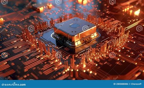 The CPU On The Circuit Board Stock Illustration Illustration Of Equipment Board 280088086