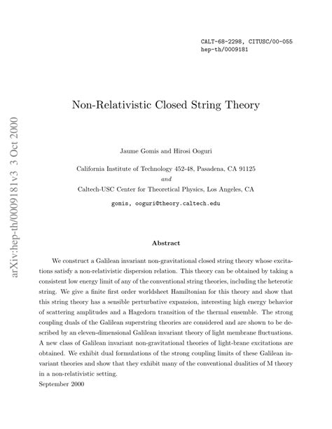 pdf non relativistic closed string theory