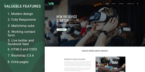 VR Startup Bootstrap HTML Template By QuietLab Codester
