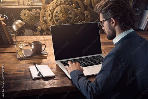 Laptop Working Man Computer Work Business Screen Businessman Desk