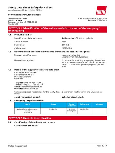 Fillable Online Page Of Safety Data Sheet Sds According To The Fax Email Print Pdffiller