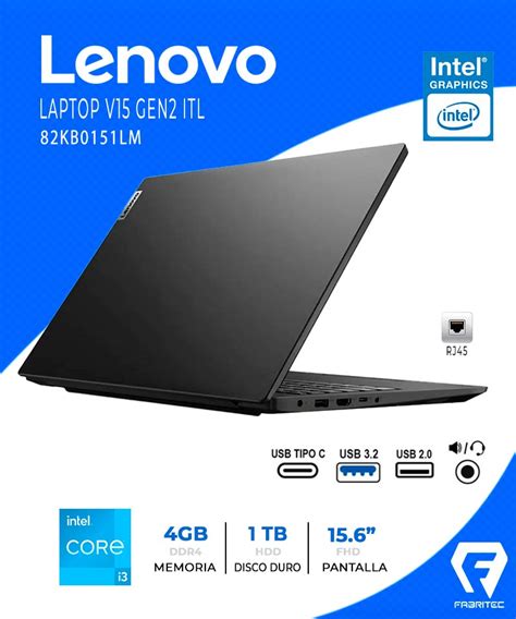 Laptop Lenovo V15 Gen2 Itl 82kb0151lm Intel Core I3 1115g4 4 10 Ghz Ram 4gb Ddr4 Hdd