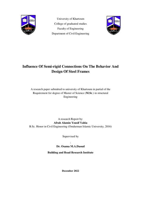 Pdf Influence Of Semi Rigid Connections On The Behavior And Design Of Steel Frames