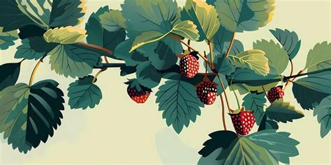 A Branch Of Raspberry With Leaves That Have The Words Raspberries On It Premium AI Generated Image