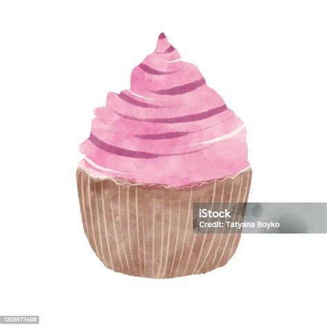 핑크 프로스팅과 얇은 웨이퍼 튜브초콜릿 머핀 달콤한 컵케이크 디자인에 대한 스톡 벡터 아트 및 기타 이미지 디자인 러시아