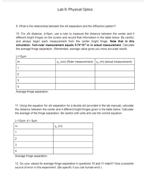 Lab 9 Physical Optics 9 What Is The Relationship