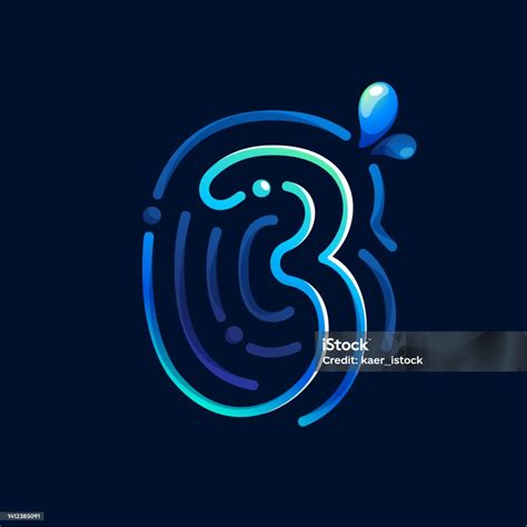 순수한 파도와 방울이있는 지문으로 만든 세 번째 로고 파란색 그라디언트 선 아이콘입니다 3에 대한 스톡 벡터 아트 및 기타 이미지 3 감지기 강 Istock