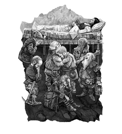 Иллюстрация Белоснежка и семь гномов Эскиз