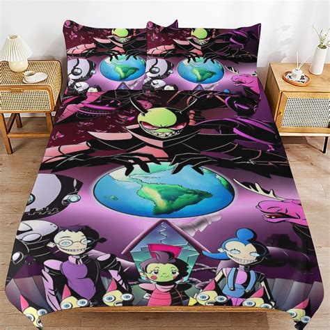 Invader Zim Duvet Cover 3 Piece Bedding Setteen Comforter Cover Set