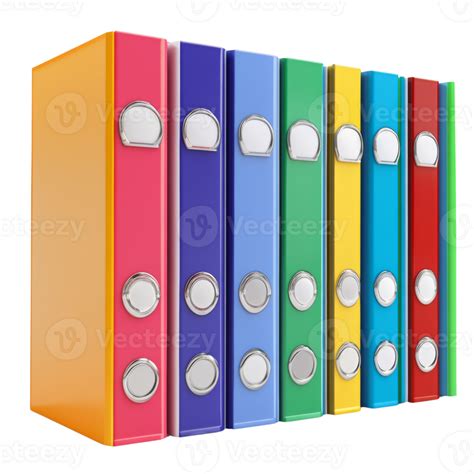 Colorful Office Binders Arranged In A Row 55390510 Png