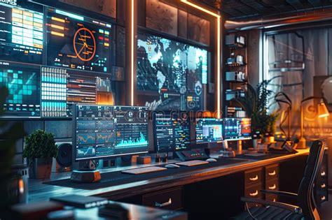 A Contemporary Office Space Showcasing Screens Displaying Ai Algorithms Analyzing User Behavior