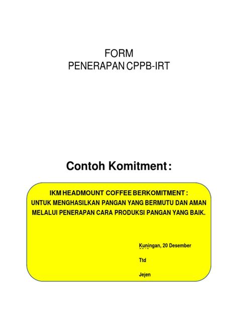 Form Kelengkapan Cppb Irt Dikonversi Pdf