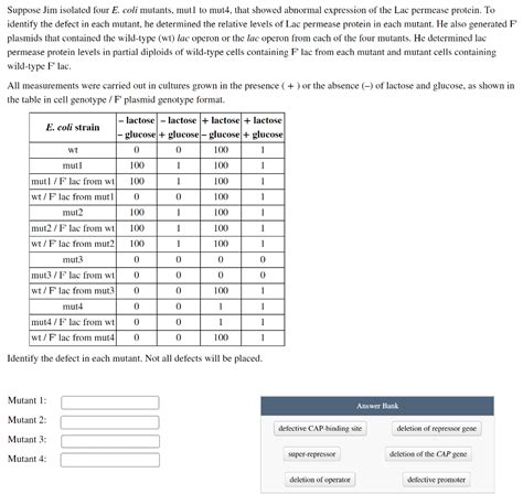 Solved Suppose Jim Isolated Four E Coli Mutants Mutl To