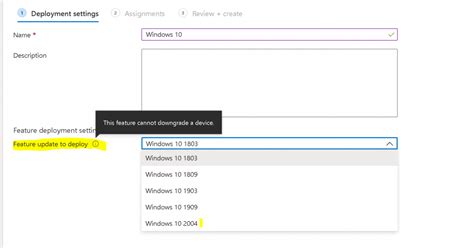 Intune Wufb Feature Update Policy To Upgrade Windows 10 Version 20h2