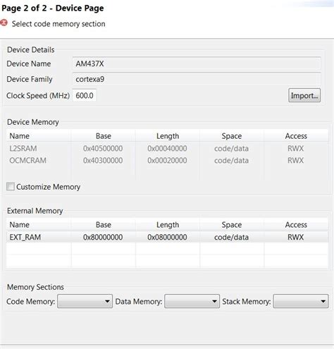 CCS PROCESSOR SDK AM437X Changing EXT RAM In Linker Command File Processors Forum