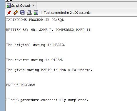Free Programming Source Codes and Computer Programming Tutorials: Palindrome Program in Oracle ...